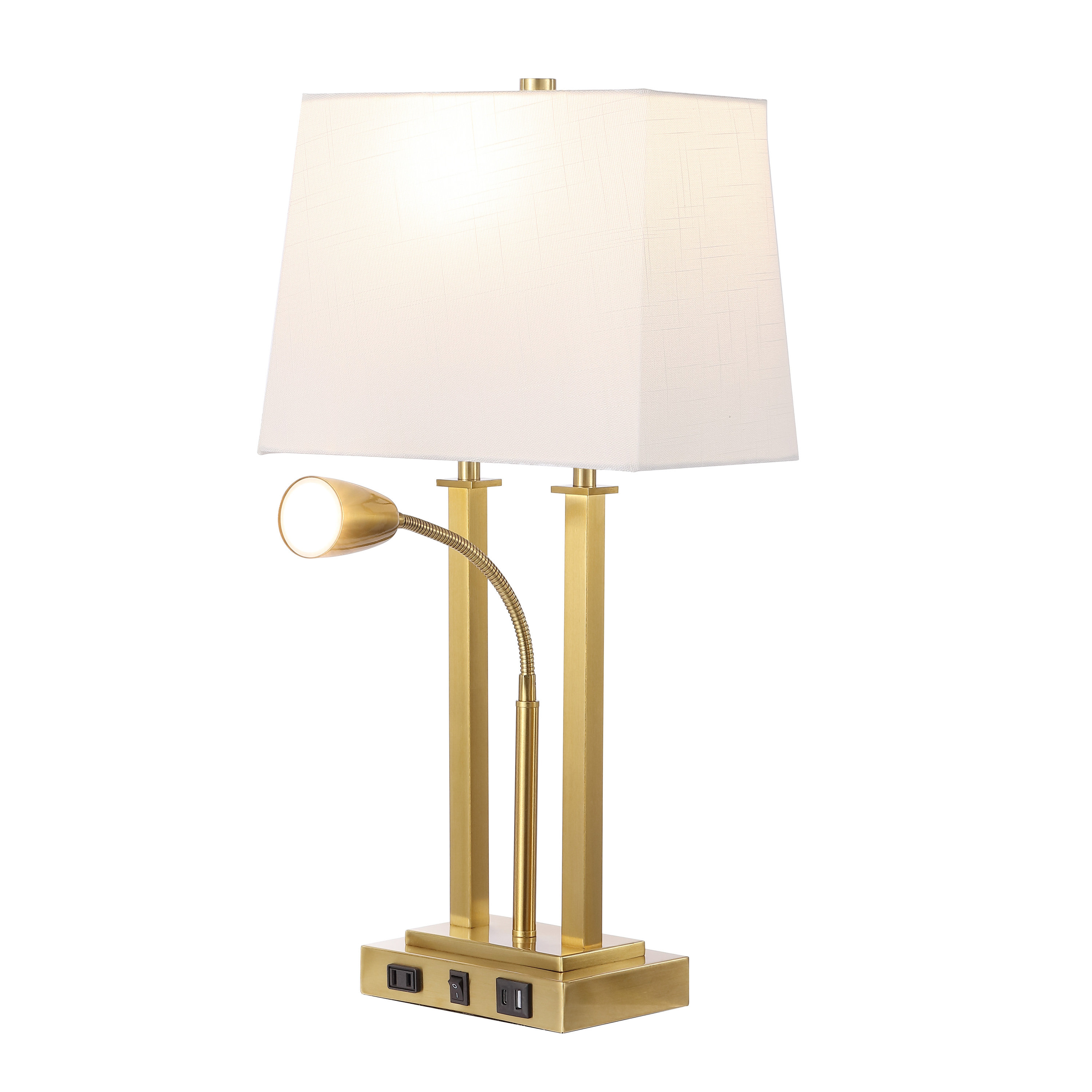 Ivy Bronx Igna 23.75" 2-Light Modern Farmhouse Metal LED Table Lamp with USB Charging port | Wayfair